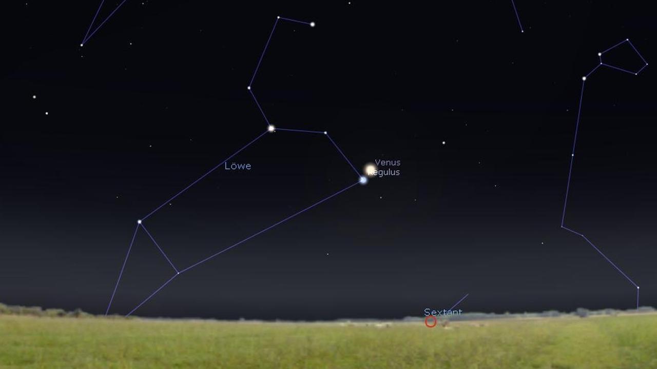 Schönes Treffen von Planet und Stern - Venus schrammt an Regulus vorbei ...